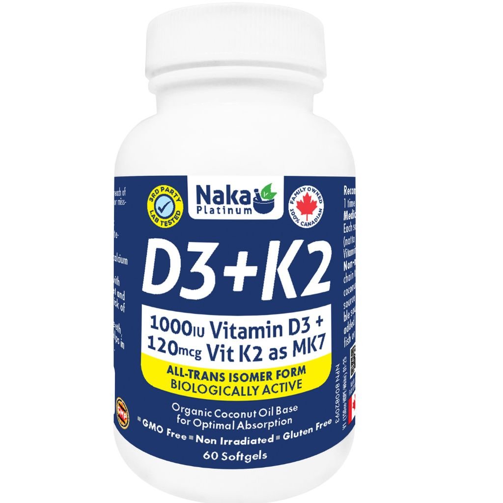 Naka Platinum VITAMIN D3+K2, 60 Softgels — SupplementSource.ca
