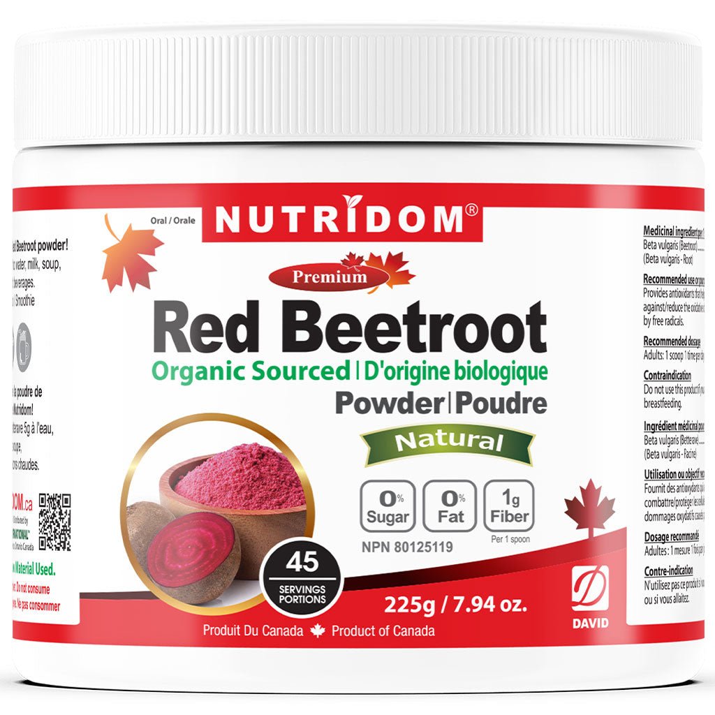Nutridom ORGANIC RED BEET ROOT POWDER, 225 g — SupplementSource.ca