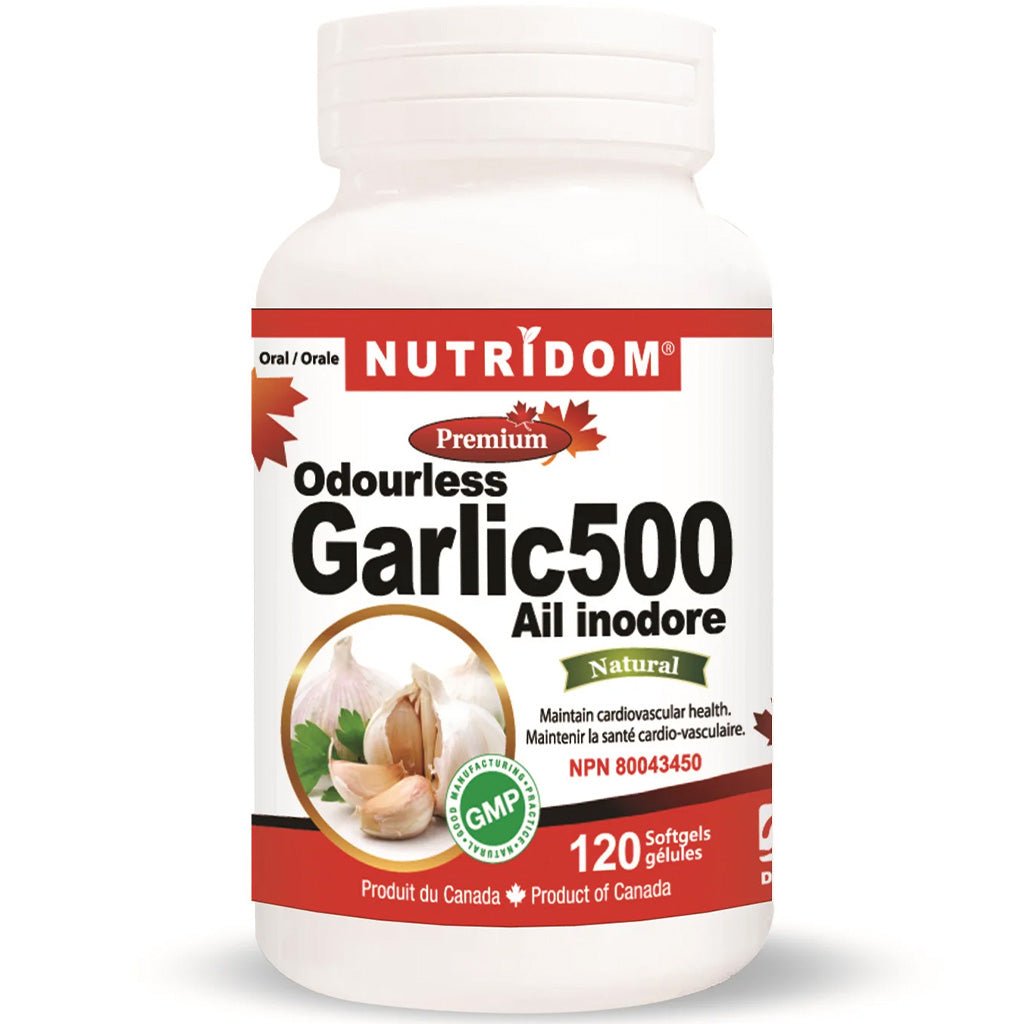 Nutridom ODOURLESS GARLIC 500, 120 Softgels — SupplementSource.ca